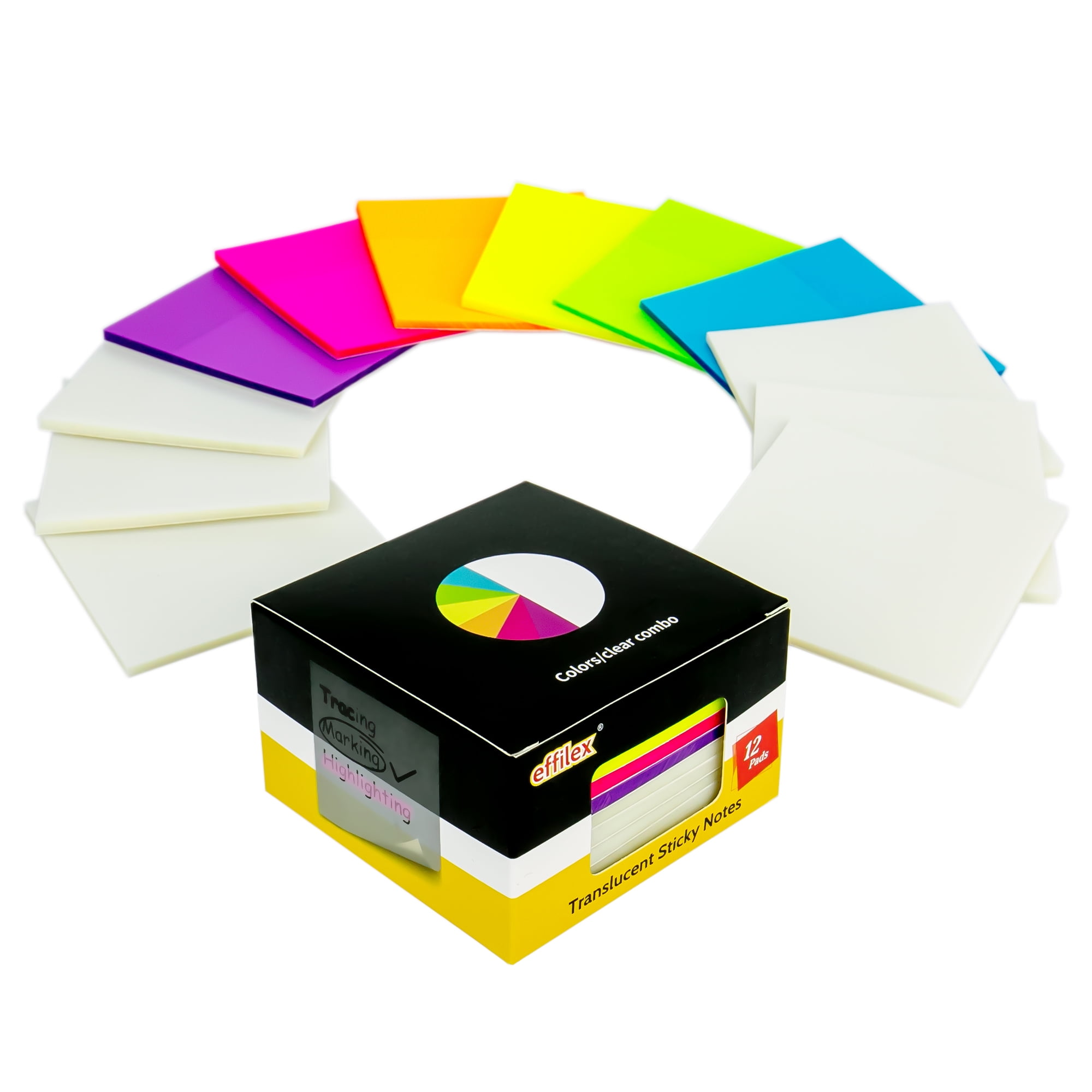 Transparent Sticky Notes, Pack of 12 Pads, Translucent Sticky Notes Set ...