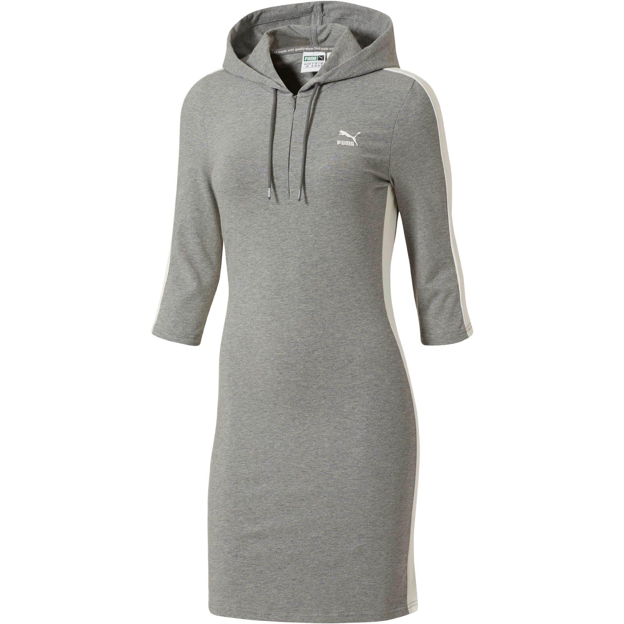 Puma T7 Hooded 3/4 Sleeve Women's Dress Medium Grey Heather/White ...