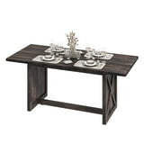 Dextrus 71 inch Solid Wood Farmhouse Dining Table, Modern Rustic Oak ...