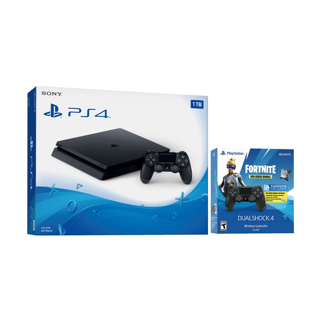 Playstation 4 Slim 1TB Jet Black Gaming Console With an Extra Fortnite ...