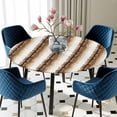 Brown Striped Round Tablecloth, Fitted Table Cover with Elastic for 36 ...