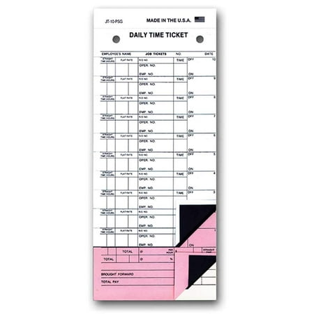 Daily Time and Job Ticket - 10 Labels per Sheet (3-Part) (Form JT-10 ...