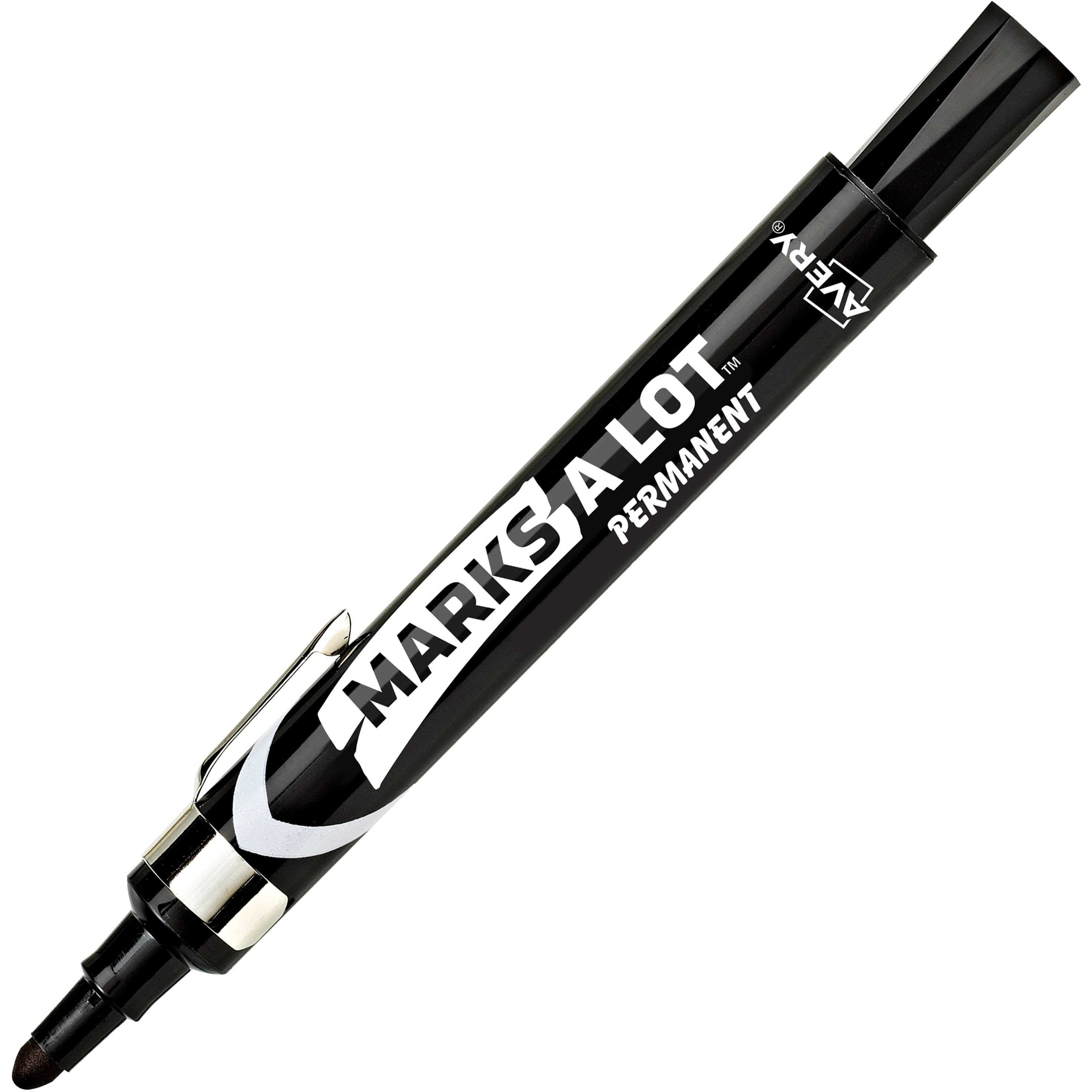 Avery Marks-A-Lot LRG Desk-Style Permanent Marker w/ Metal Clip, Bullet ...