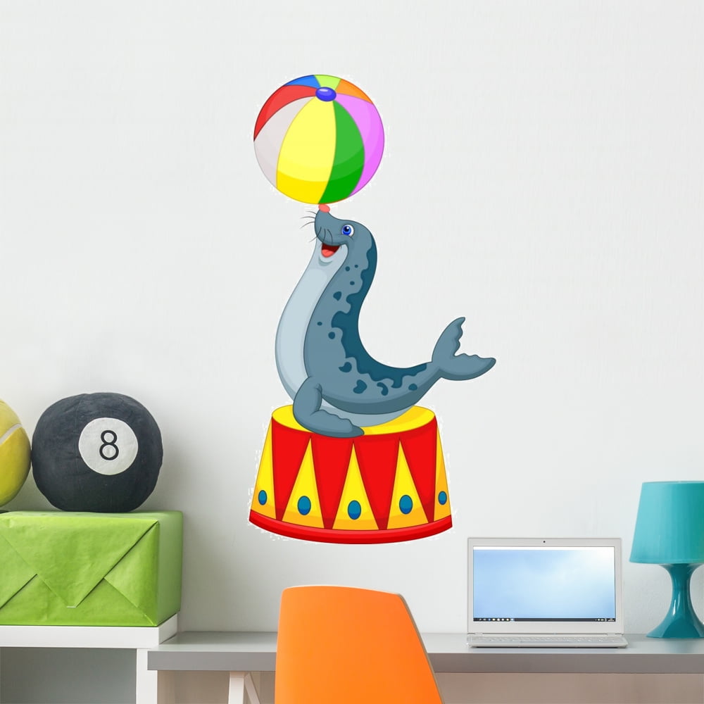 Playing Circus Seal Wall Decal Wallmonkeys Peel and Stick Graphic (36 ...