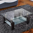 UBesGoo Rectangular Double Tiers Tempered Glass Coffee Table - Walmart.com
