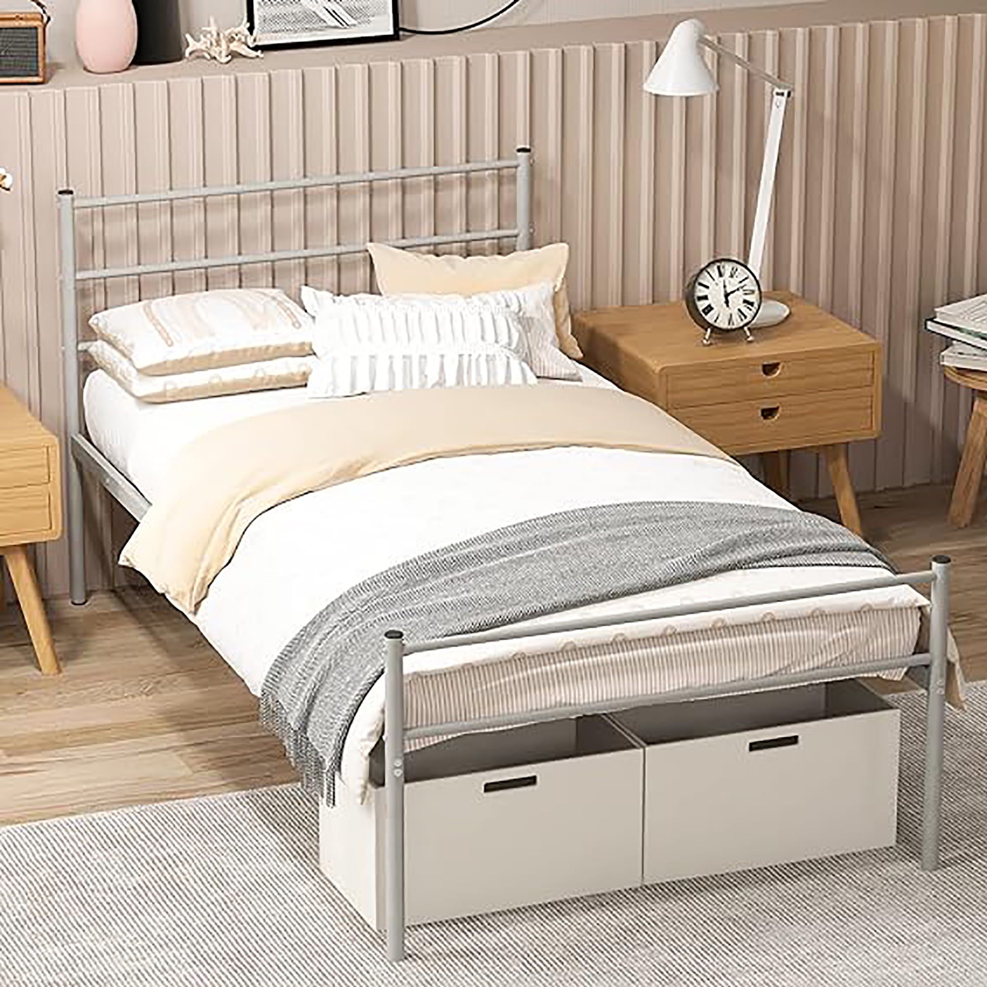 Click here for Gymax Twin Size Metal Bed Frame Platform Mattress... prices