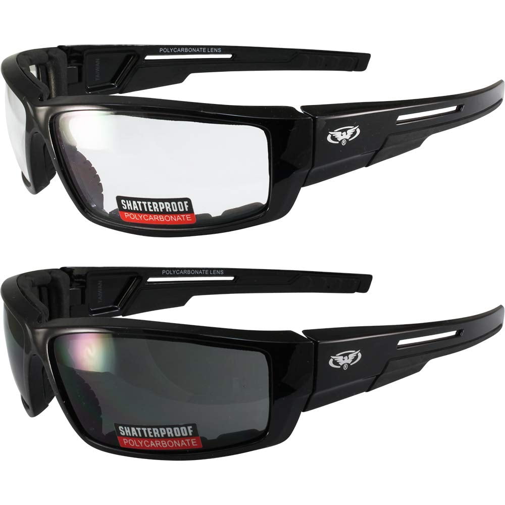 Lot of 2 Motorcycle Padded Glasses Sunglasses Clear and Smoke ATV Quad ...