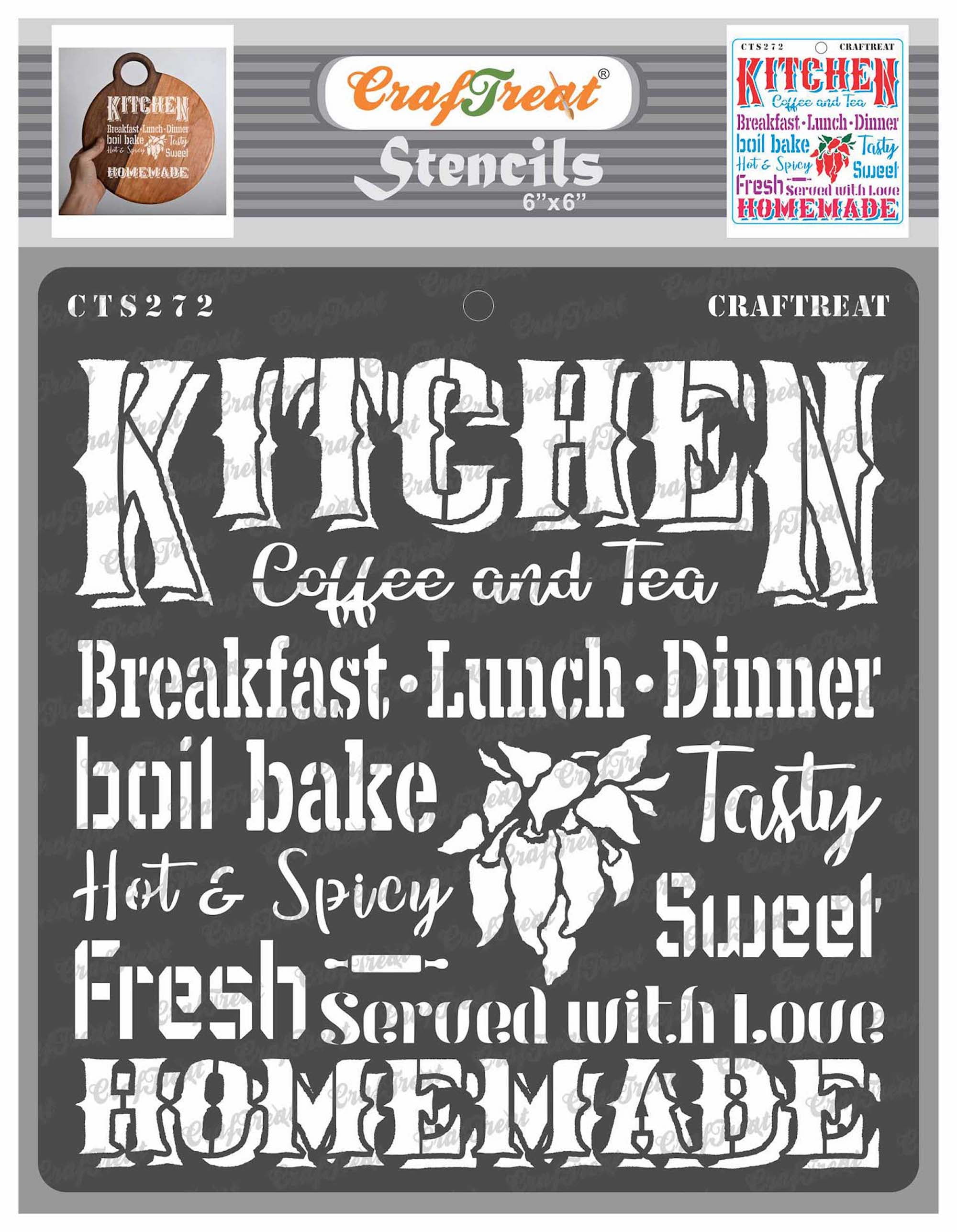 CrafTreat Kitchen Stencil for Painting and Crafting - 6"x6" - Walmart.com