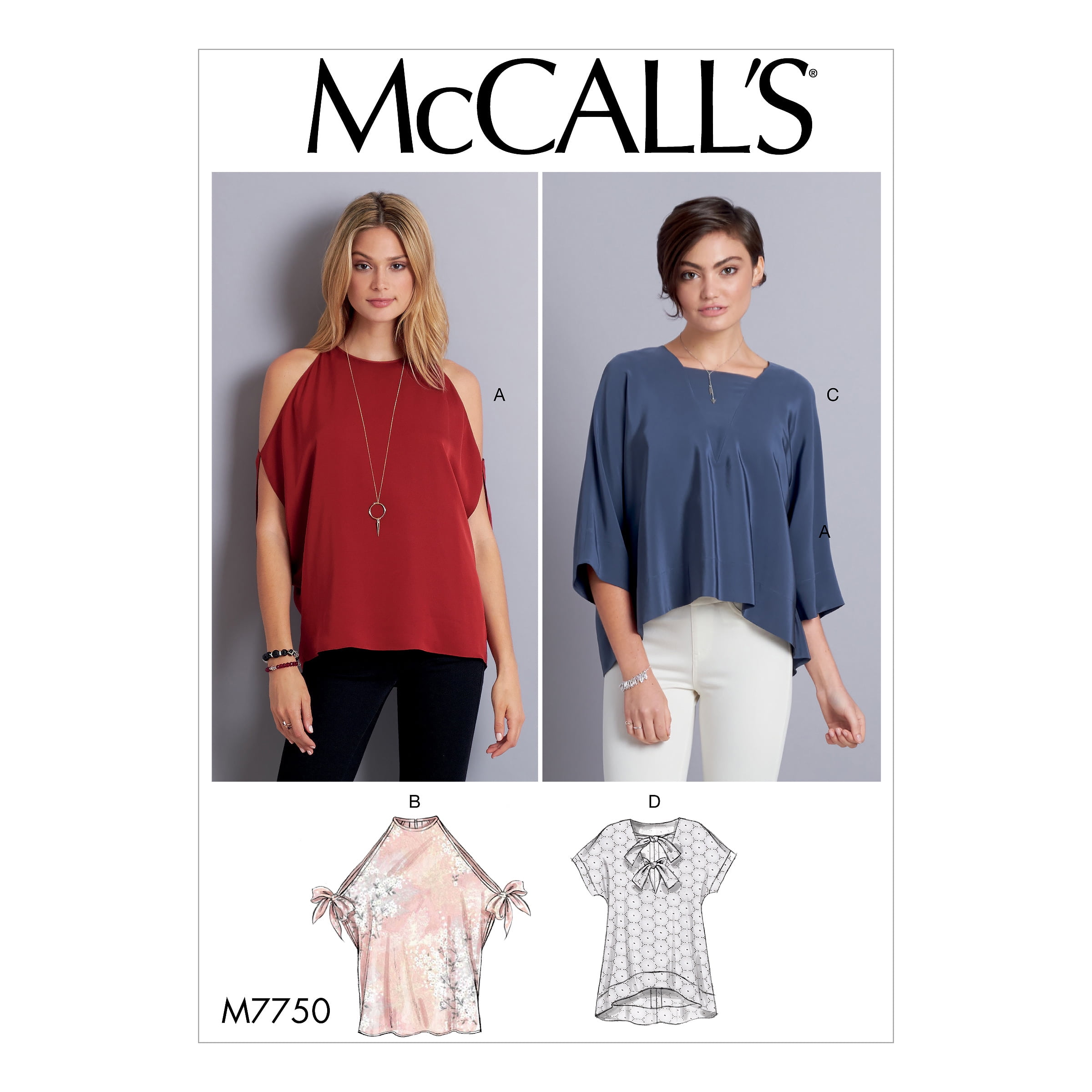 McCall's Sewing Pattern Misses' Tops-L-XL-XXL - Walmart.com