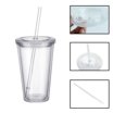 1 Pcs Clear Acrylic Tumblers with Lids and Straw,20 oz Double Wall ...