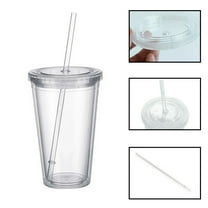 1 Pcs Clear Acrylic Tumblers with Lids and Straw,20 oz Double Wall ...