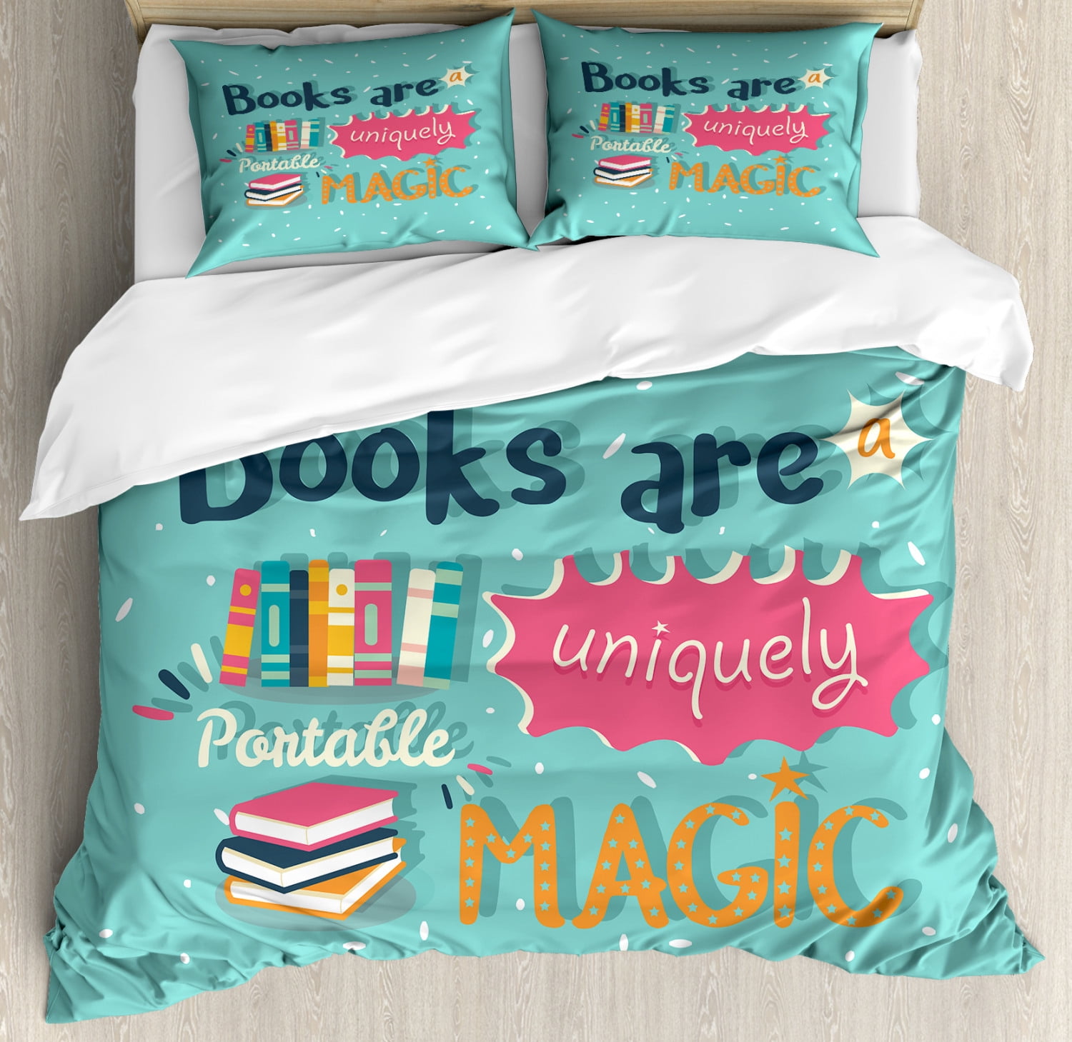 Book Queen Size Duvet Cover Set, Books Are a Uniquely Portable Magic ...
