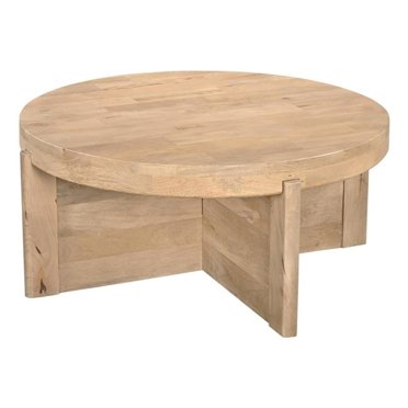 Taran Designs Lark Round Solid Wood Coffee Table in Dark Brown ...