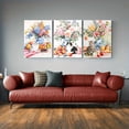 3pcs Vibrant Cat and Flower Canvas Art Prints - Frameless Wall Decor ...