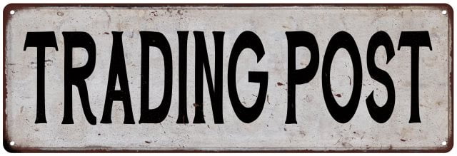 TRADING POST Vintage Look Rustic Metal 8x24 Sign City State ...