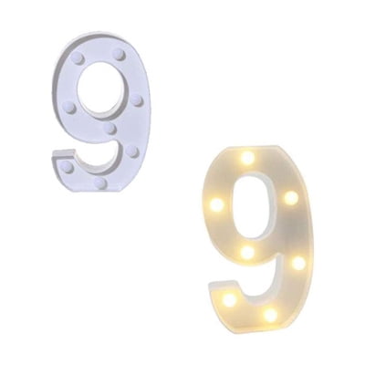 Lámpara de números LED Números 9 Decoración blanca cálida para fiesta ...