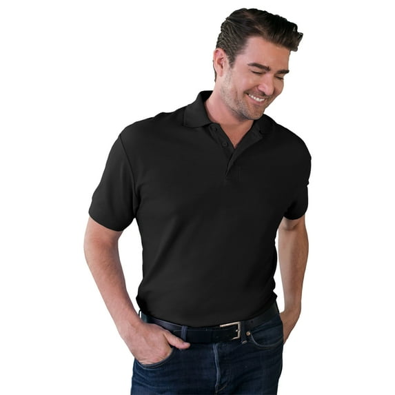 BlueGeneration Mens Value Soft Touch Pique Polo - Black 5 Extra Large ...