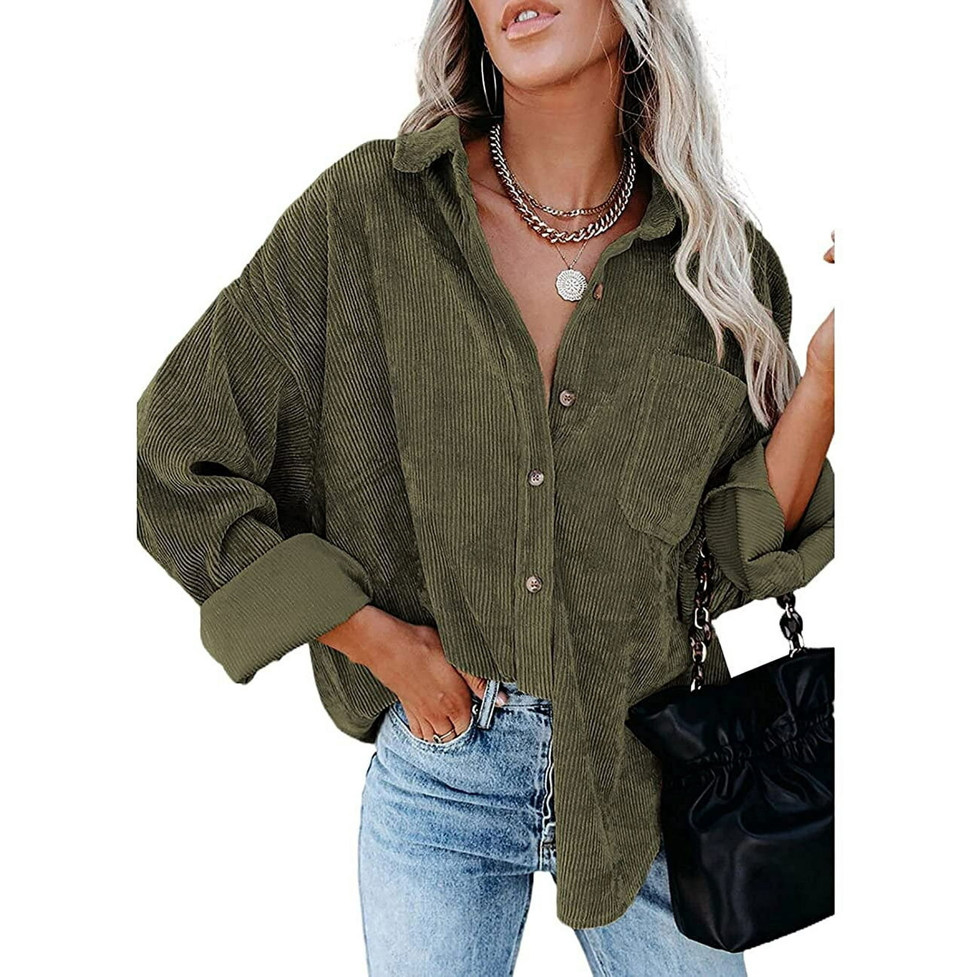 Click here for Yeashow Corduroy Button Down Shirts For Women Turn... prices