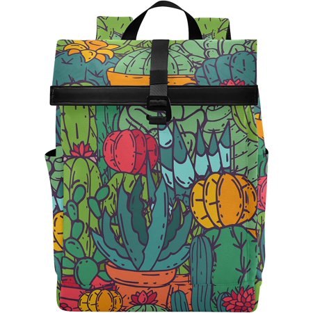 Succulents Cacti Green Plants Backpack Roll Top Daypack Laptop Work ...
