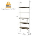 Gymax 5-Tier Ladder Shelf Wood Wall Mounted Display Bookshelf Metal ...