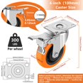 4 Inch 8-Pack(Orange) Caster Wheels Heavy Duty Dual Pedal Locking ...