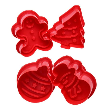 4Pcs Christmas Cookie Cutter Press Set Cookie Stamp Plunger Biscuit ...