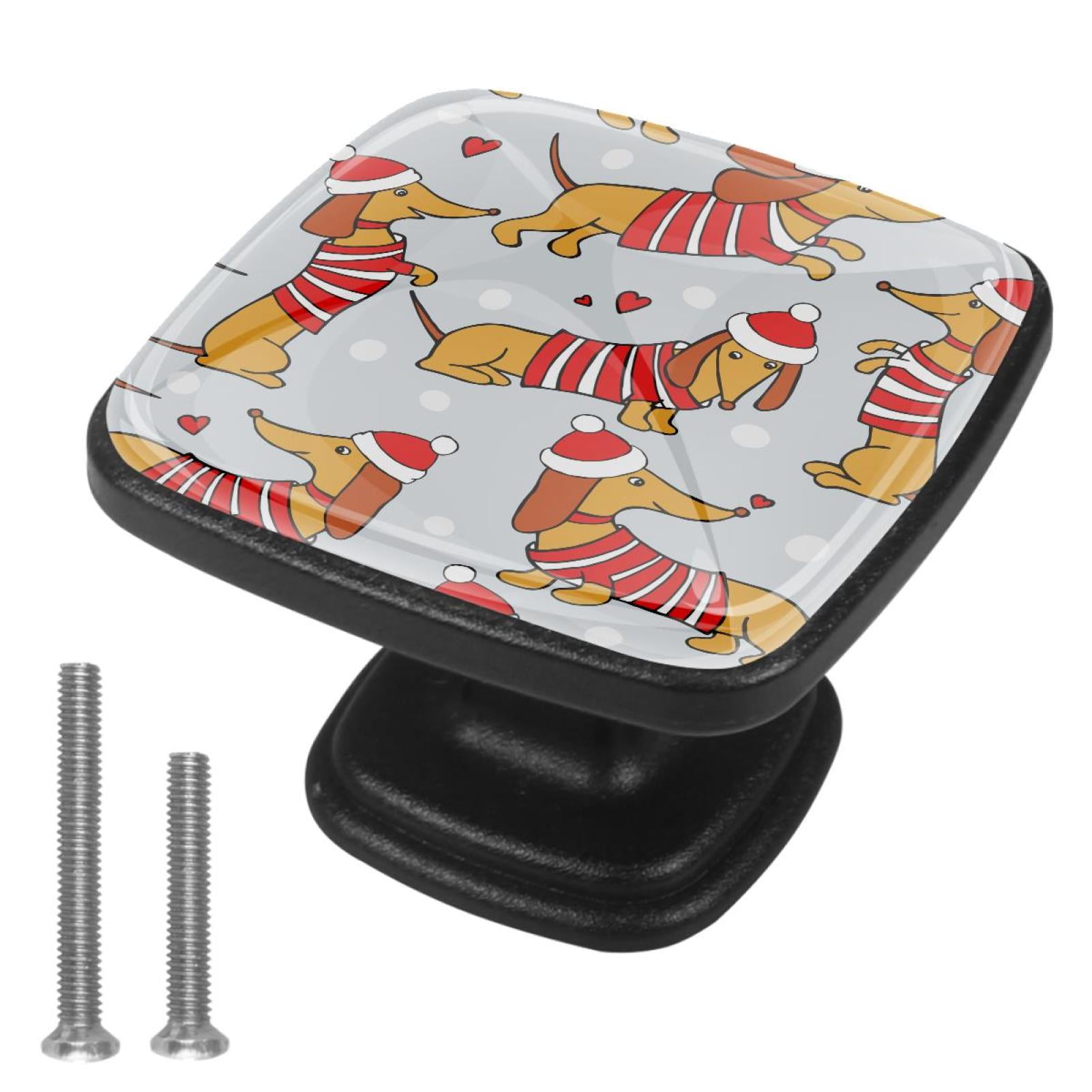 4 Pcs Cabinet Handle Drawer Pulls Christmas Knobs with Screws Square ...