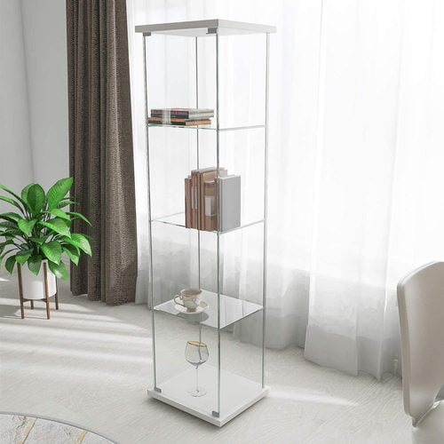 4-Shelf Glass Countertop Display Cabinet Square Tower Countertop Show ...