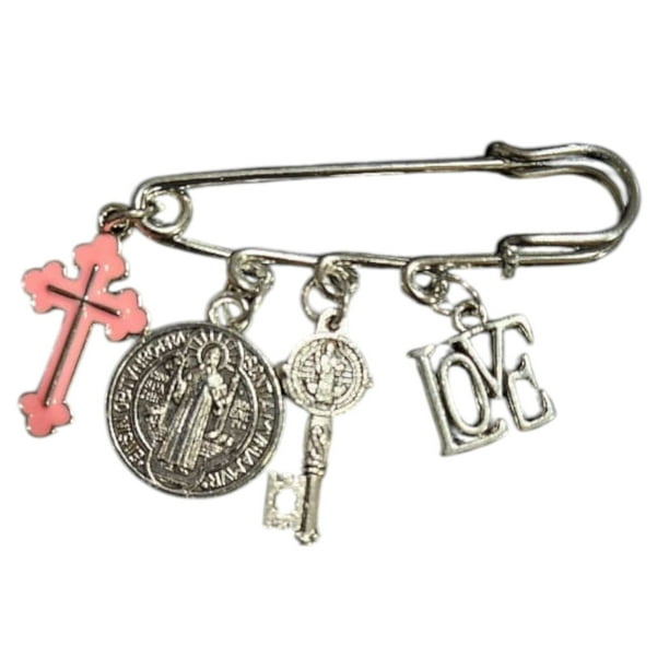 Broche Segurito de Proteccion para embarazada San Benito, cruz rosa ...