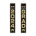 Harlier Graduation Porch Sign Banner, Black and Gold 2024 GRAD Door ...