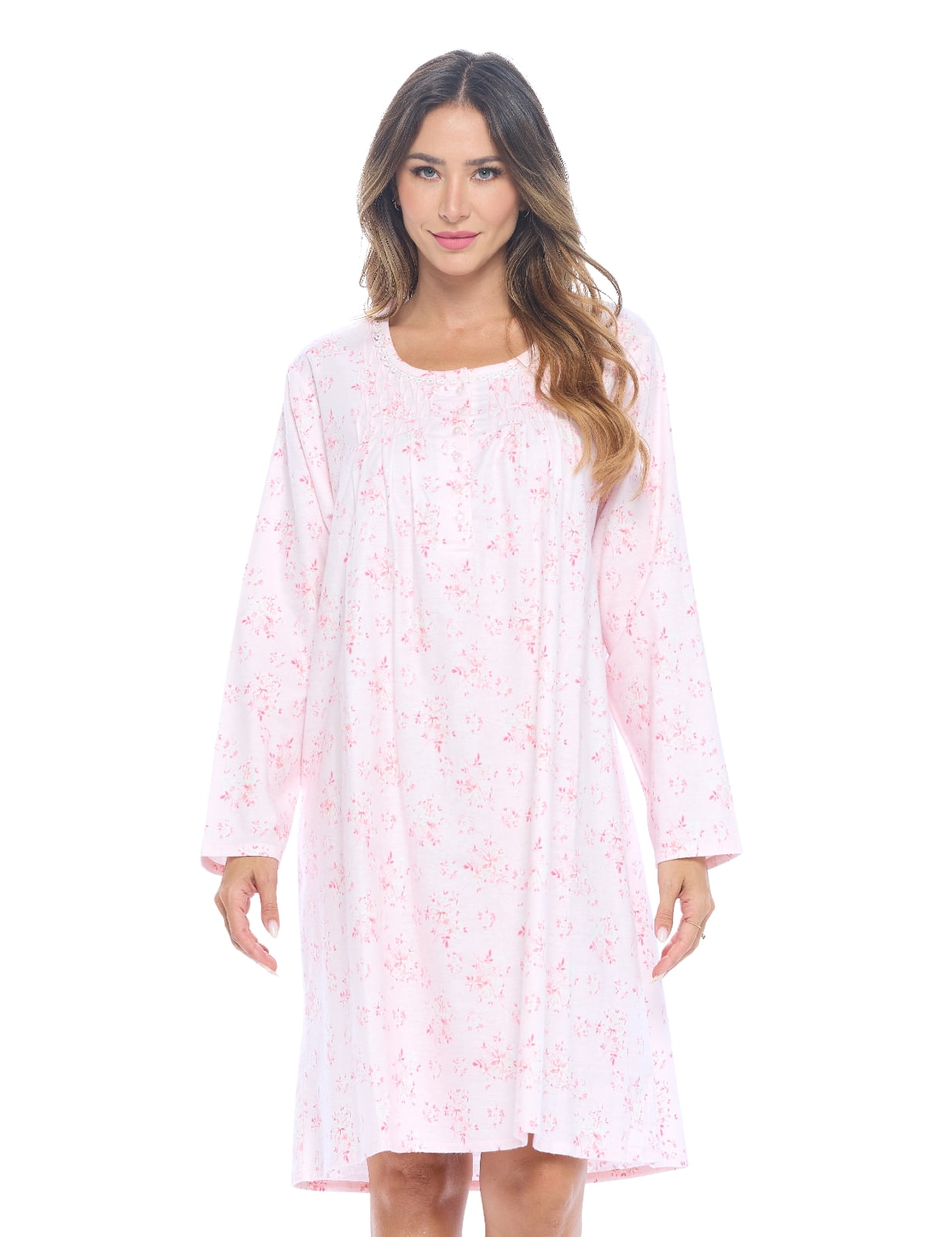 Casual Nights Women's Flannel Floral Long Sleeve Nightgown - Walmart.com