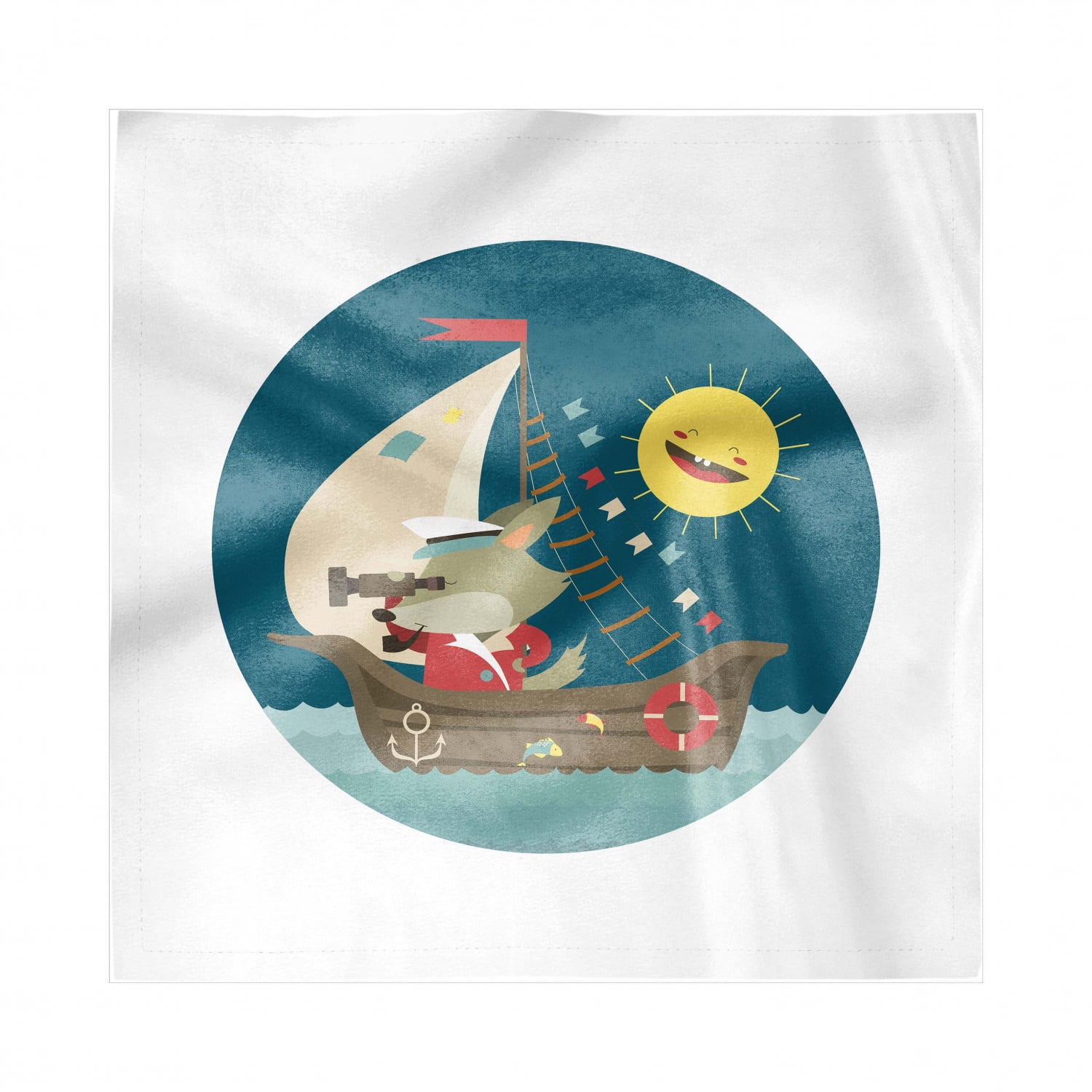 Nursery Decorative Napkins Set of 4, Wolf Captain Sailing into the ...