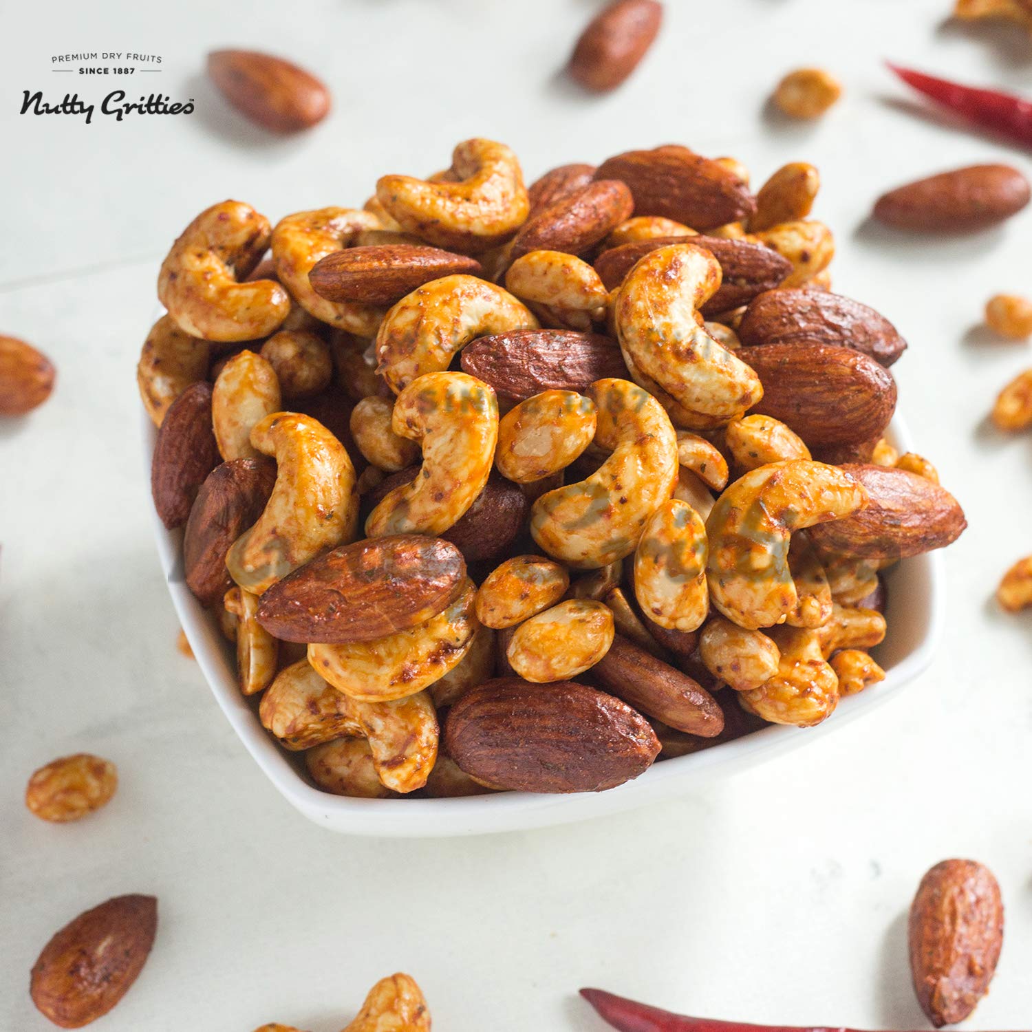 Nutty Gritties Thai Chilli Blend Trail Mix - Almonds, Cashews and Peanuts - Healthy Party Snack ...