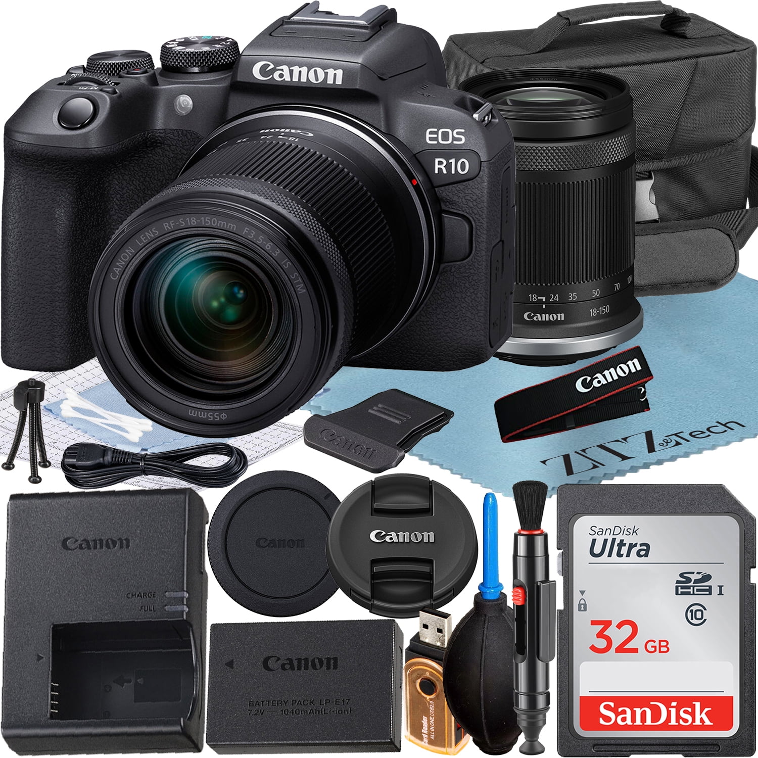 Canon EOS R10 Set: Mirrorless, RF-S 18-150mm Lens, 32GB Card, Case ...