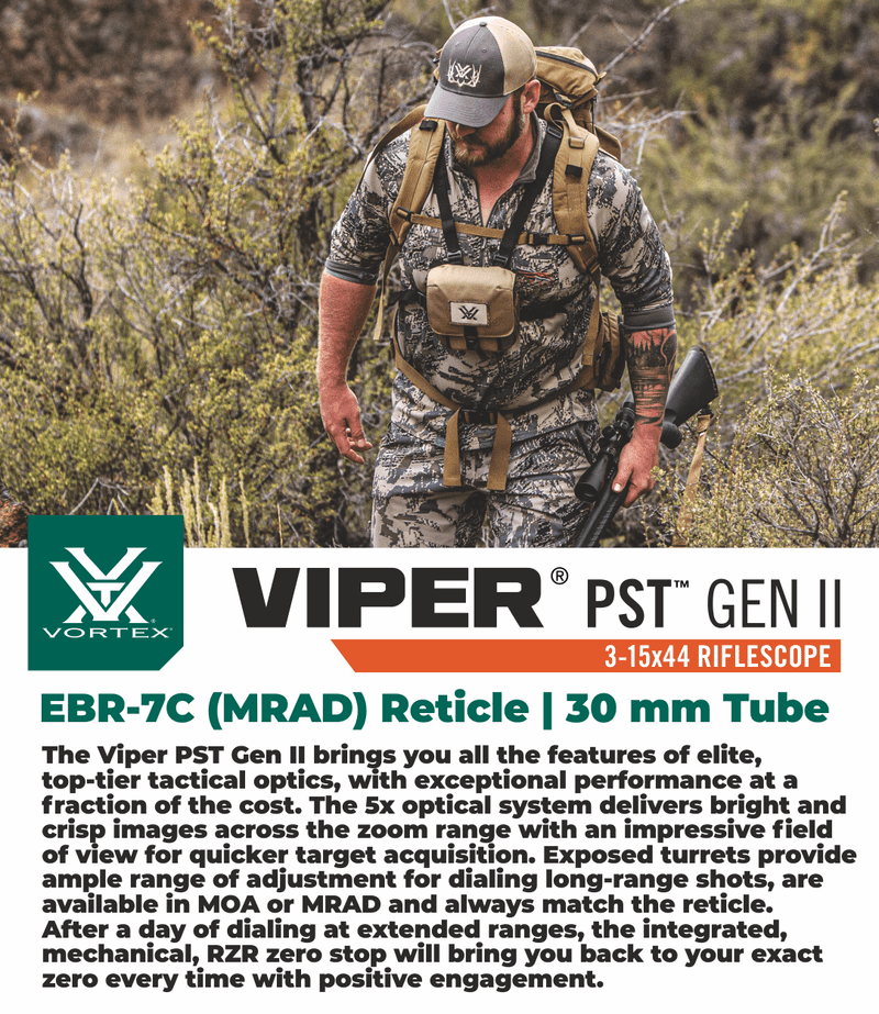 Buy Vortex Optics Viper PST Gen II 3-15x44 FFP EBR-7C (MRAD) Reticle 30 ...