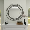 DecMode Large Round Industrial Gray Metal Wall Mirror with Overlapping ...