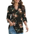 Letdiosto Womens Plus Size Floral Printed Tunic Tops 3 4 Roll Sleeve