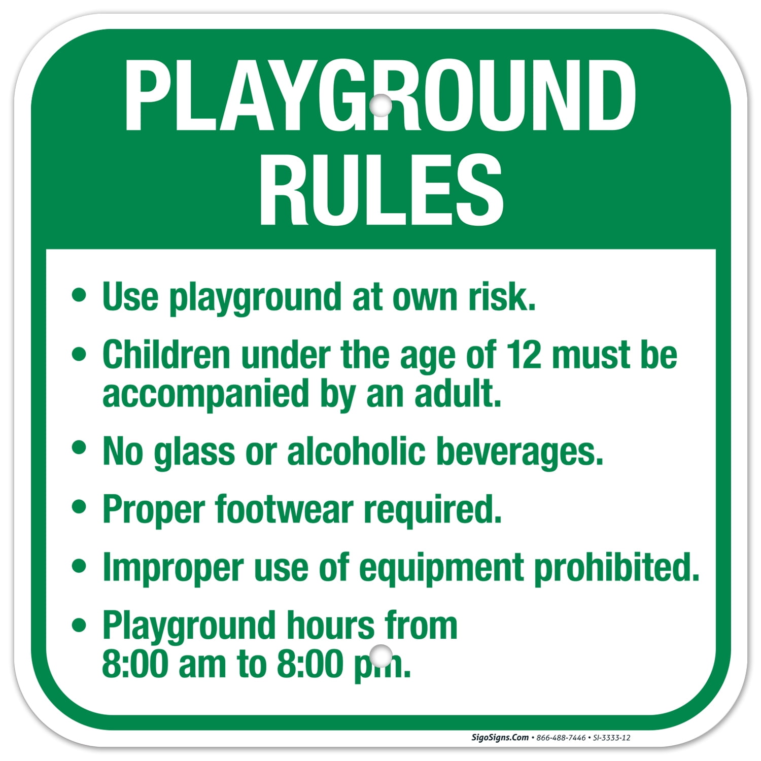 Playground Rules Sign, Use Playground At Own Risk Sign, - Walmart.com