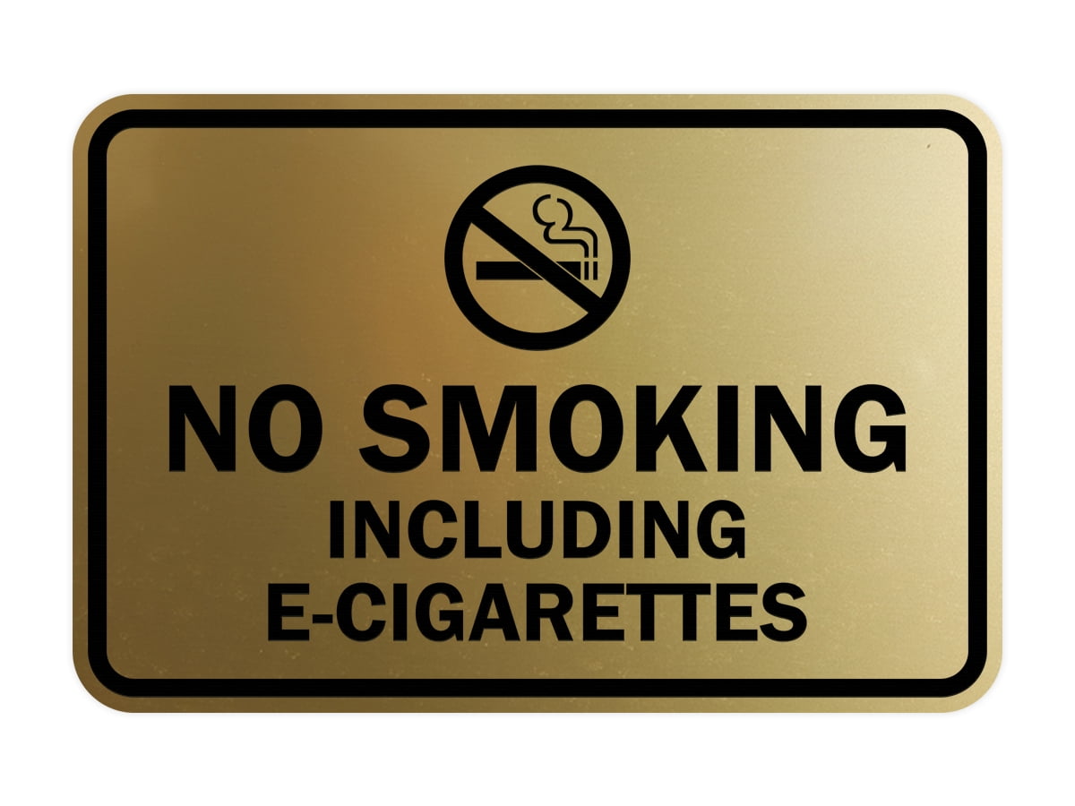 Classic Framed No Smoking Including E-Cigarettes Sign (Brushed Gold ...