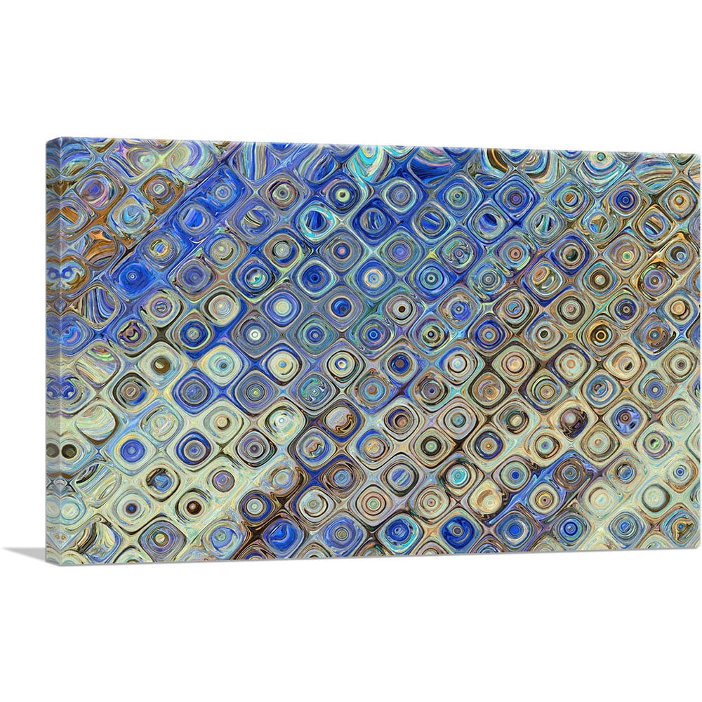 ARTCANVAS Blue Brown Tan Shapes Modern Rectangle Canvas Art Print ...