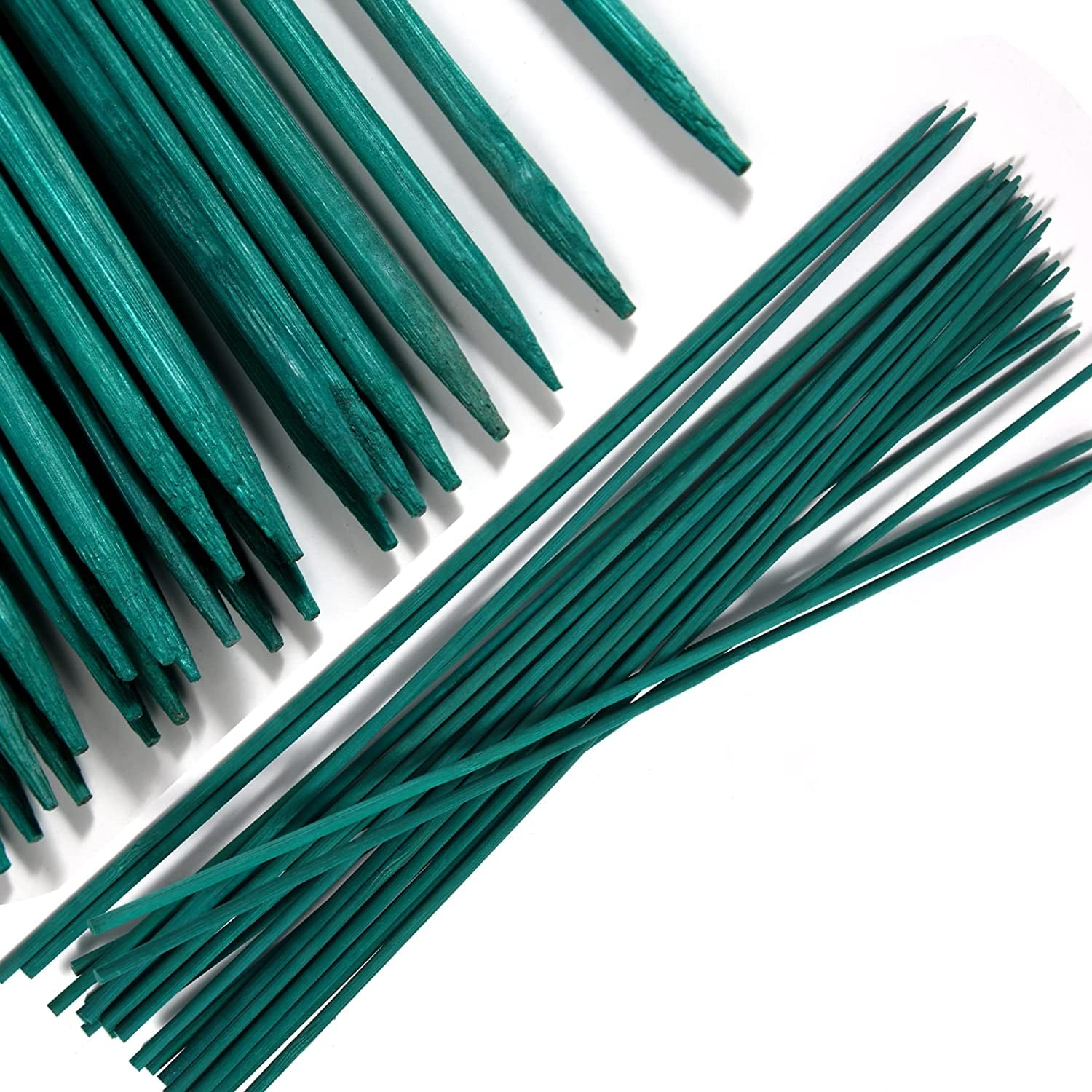 TRIANU 50Pcs Green Bamboo Sticks Garden Wood Plant Stakes, 15.7inch ...