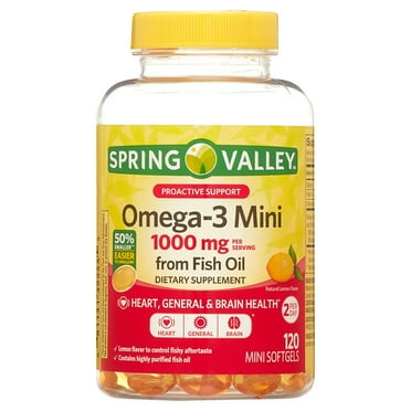 Spring Valley Omega-3 Fish Oil Soft Gels, 1000 mg, 180 Count - Walmart.com