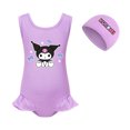 Hellokitty Clow M Kuromi Girls One Piece Swimming Suit Swimming Cap