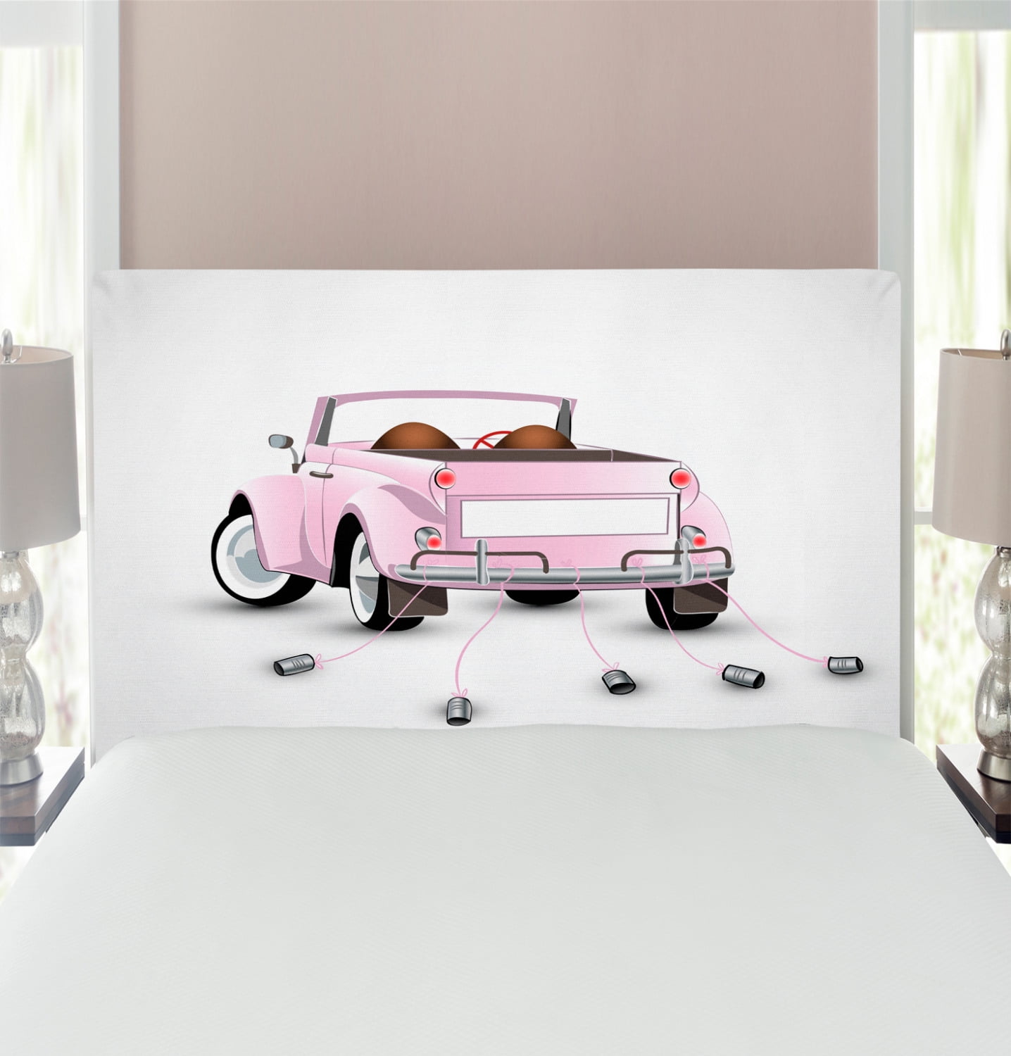 Cars Headboard, Just Married Themed Open Roof Top Car Love for Bride ...