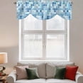 Blue White Color Block Tie Up Valance Curtains Summer Watercolor Square ...