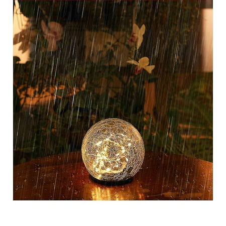 Dww-garden Solar Lights, Cracked Glass Ball Waterproof Warm White Led ...