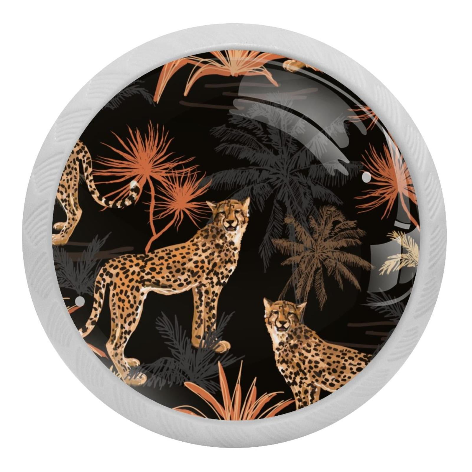 4PCS Round African Leopard Cabinet Fluorescence Knob Glowing in the ...