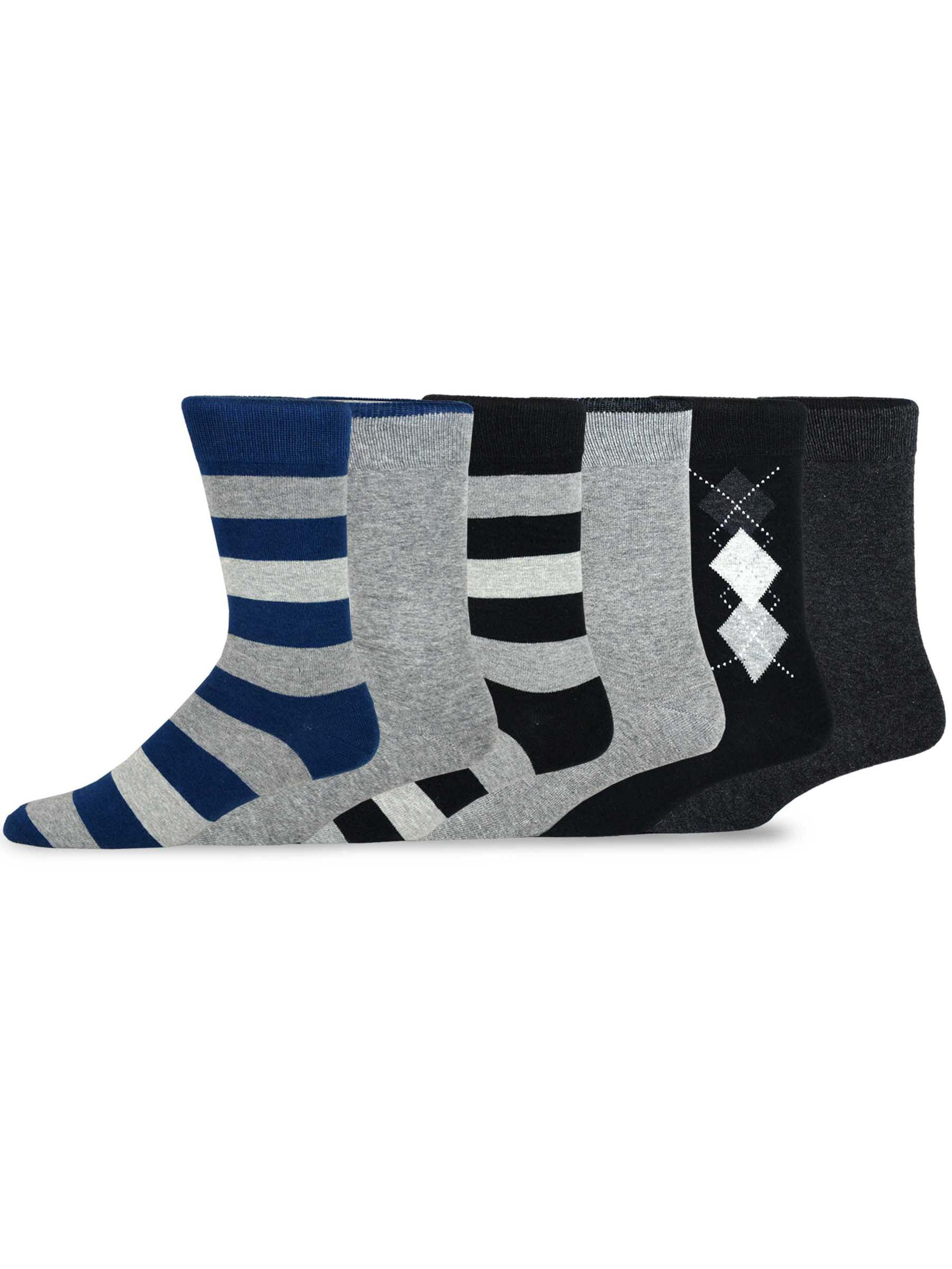 TeeHee Men's Cotton Crew Dress Socks 6-pack (Dark Argyle) - Walmart.com