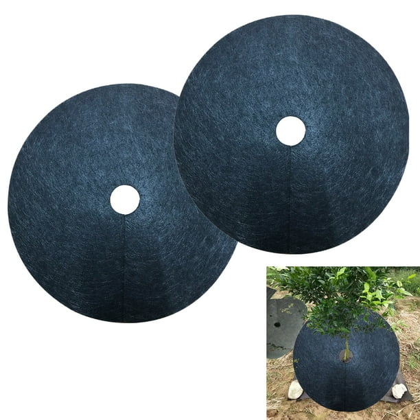 2Pcs Non-woven Tree Protection Mat Weed Mats Black Prevent Grass And ...