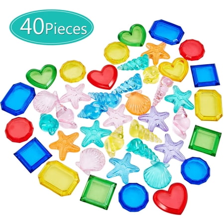 40 Piece Sinking Dive Gem Pool Toy Set Summer Swimming Diving Toy Set ...